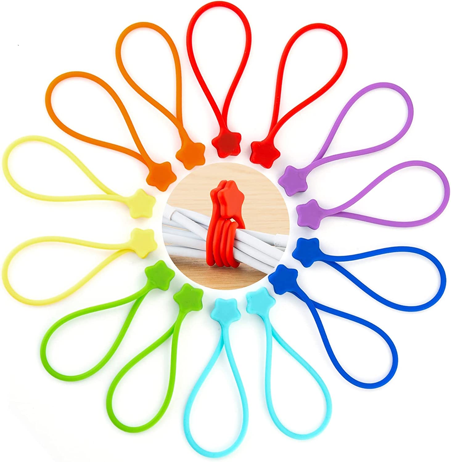 Reusable Silicone Magnetic Cable Ties, 7.48'' Magnetic Twist Ties for ...