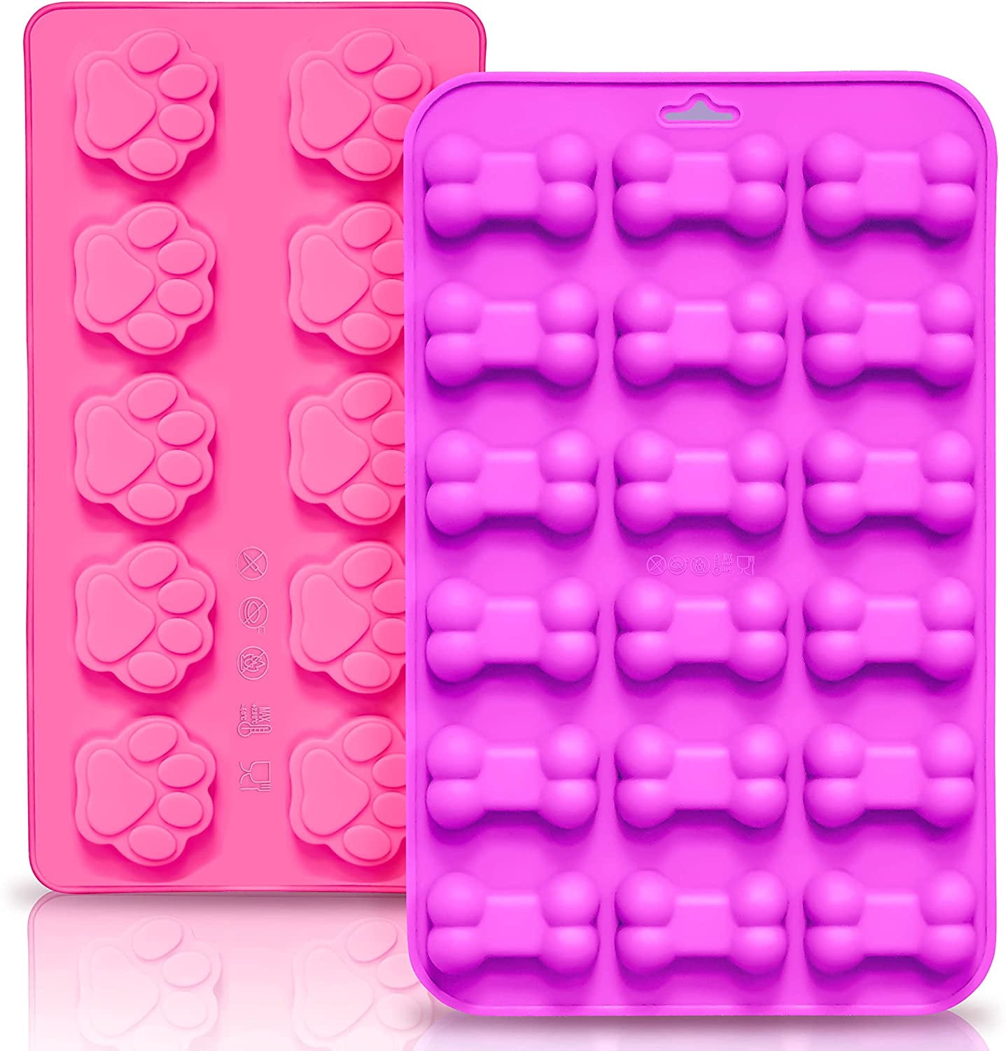 Reusable Silicone Molds with Puppy Dog Paw and Bone Shaped, Flexible ...