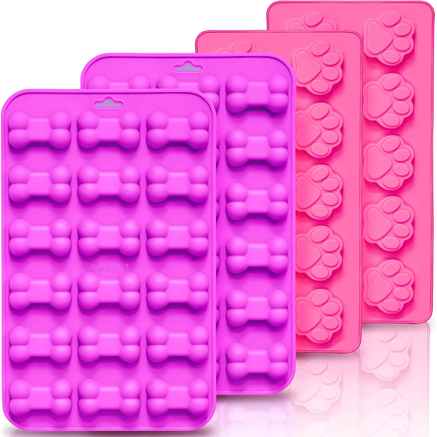 Reusable Silicone Molds with Puppy Dog Paw and Bone Shaped, Flexible ...