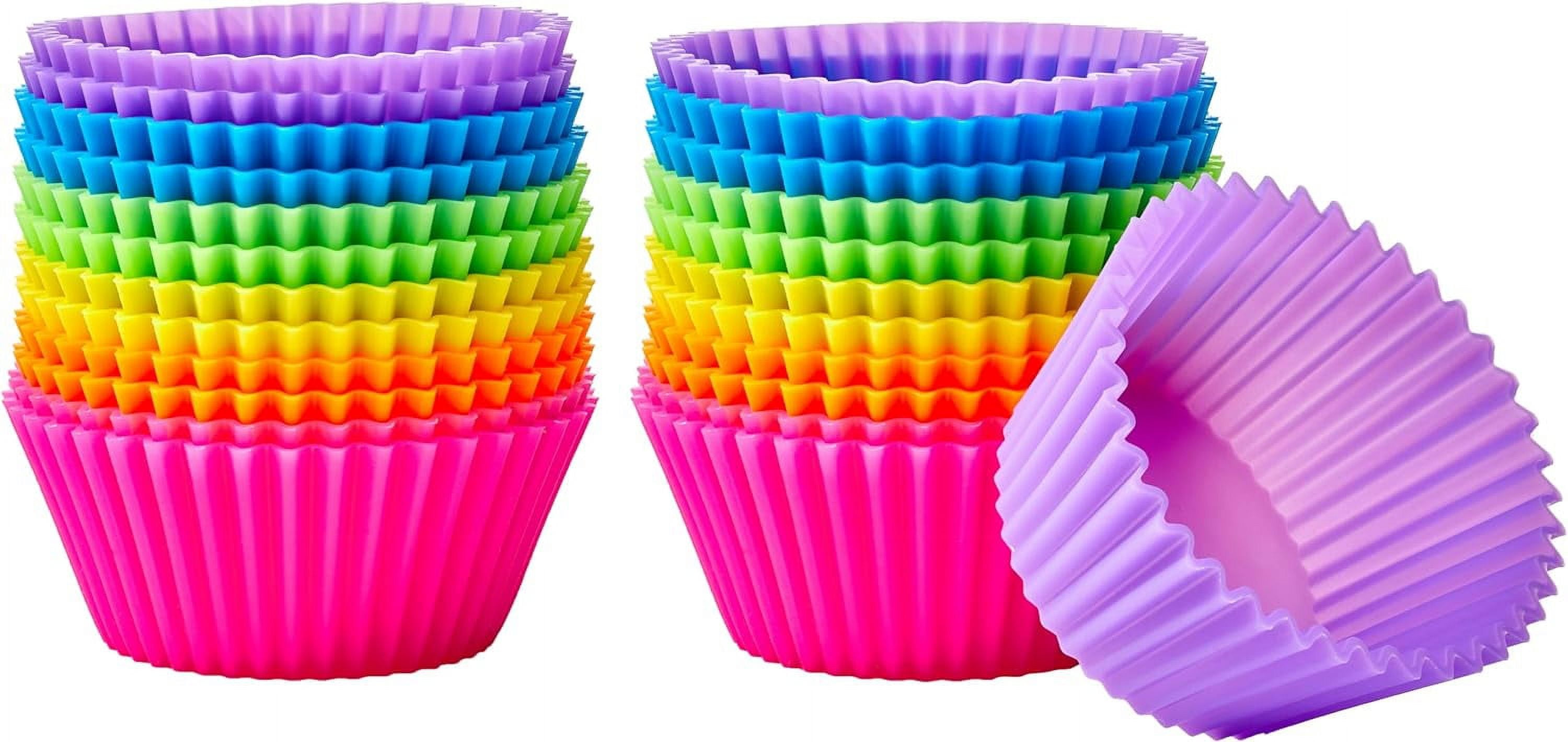 Reusable Silicone Round Baking Cups, Muffin Liners, Pack of 12 ...