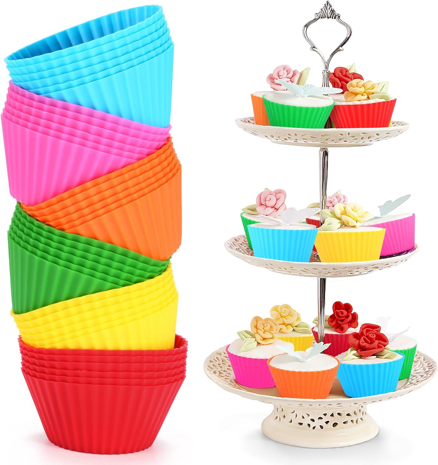 Reusable Silicone Baking Cup for Cup Cake, Small Muffin Liners, Pack of ...