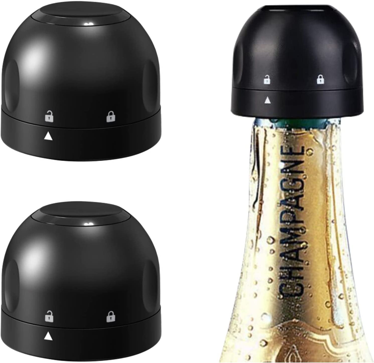 Reusable Silicone Sealed Bottle Champagne Stopper 2pcs Mini Champagne ...