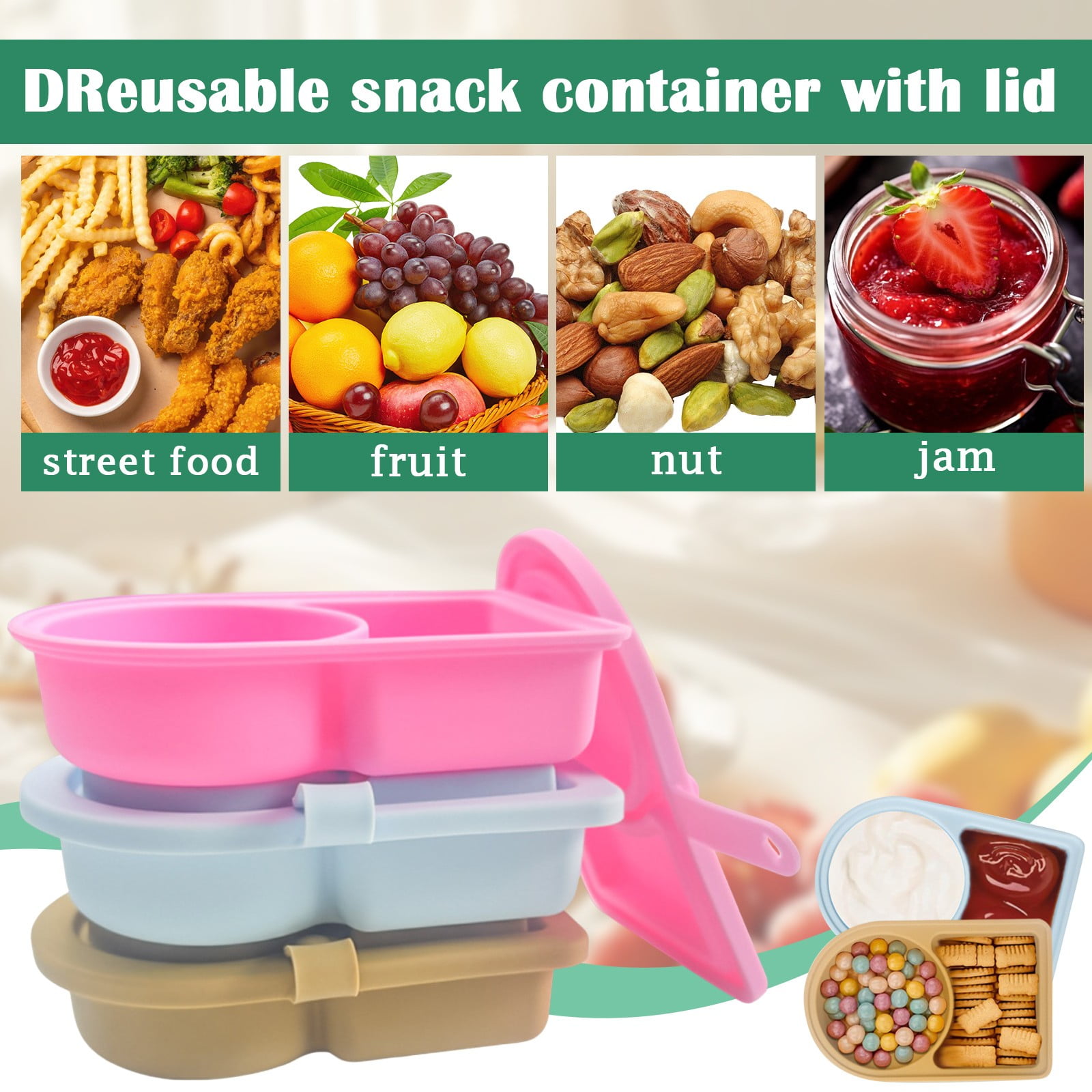 Reusable Silicone Stackable Food Storage Box, Leak-Proof Collapsible ...