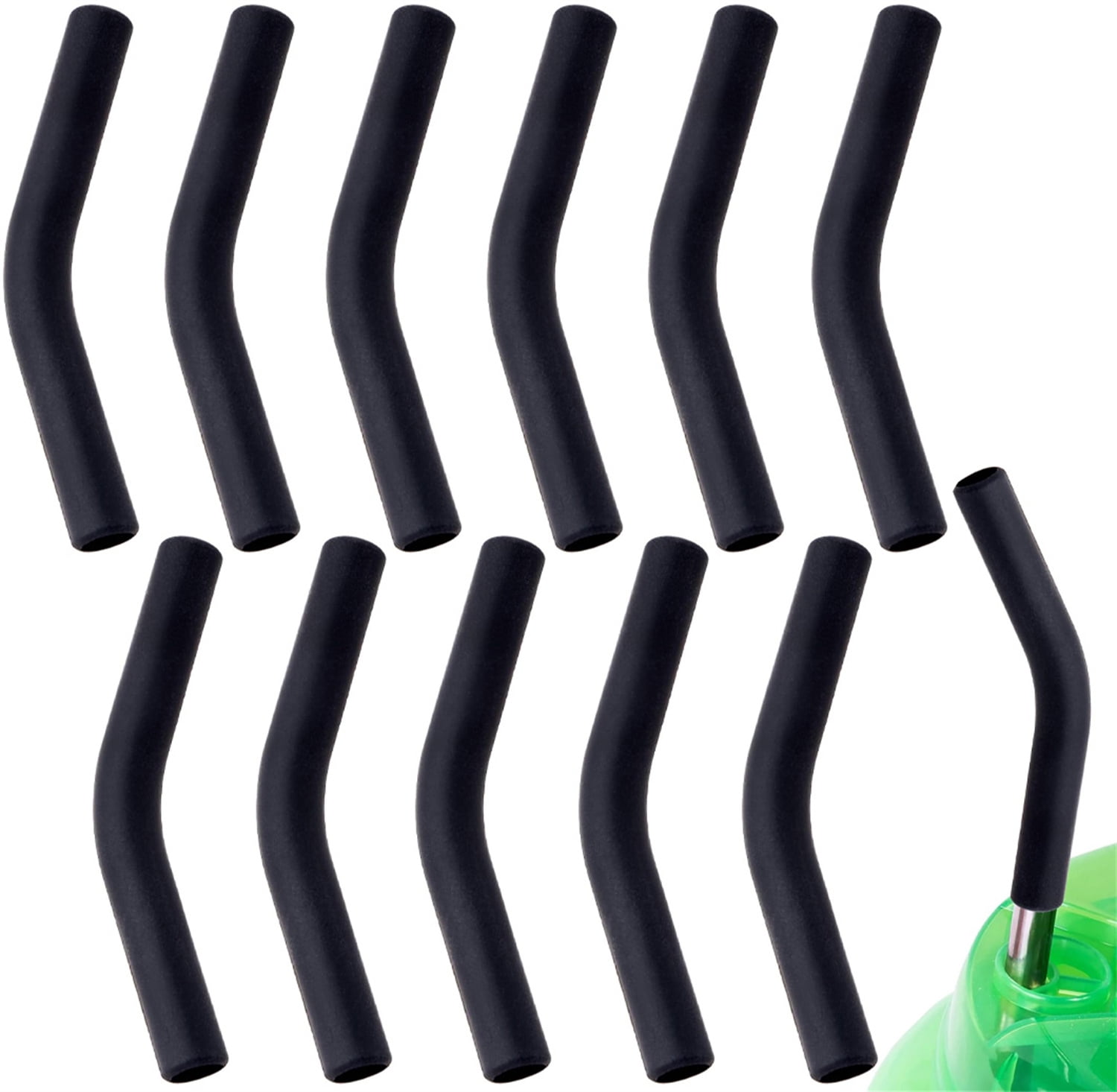 Reusable Silicone Straw Tips,Bexikou 12 Pcs Black Food-Grade Straw Tips ...
