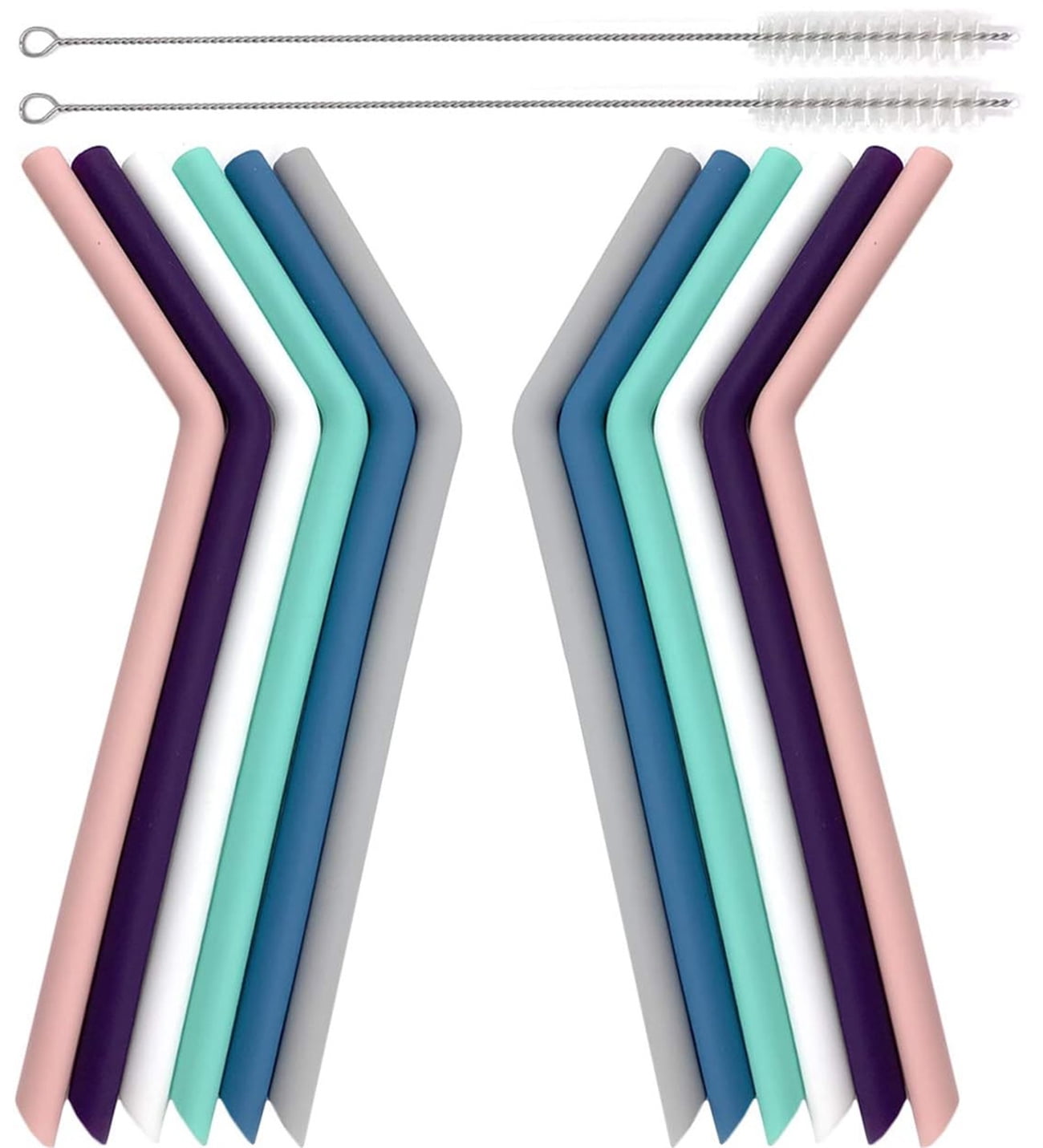 Reusable Silicone Straws,Bexikou (Set of 12) Bent Silicone Straws,Long ...