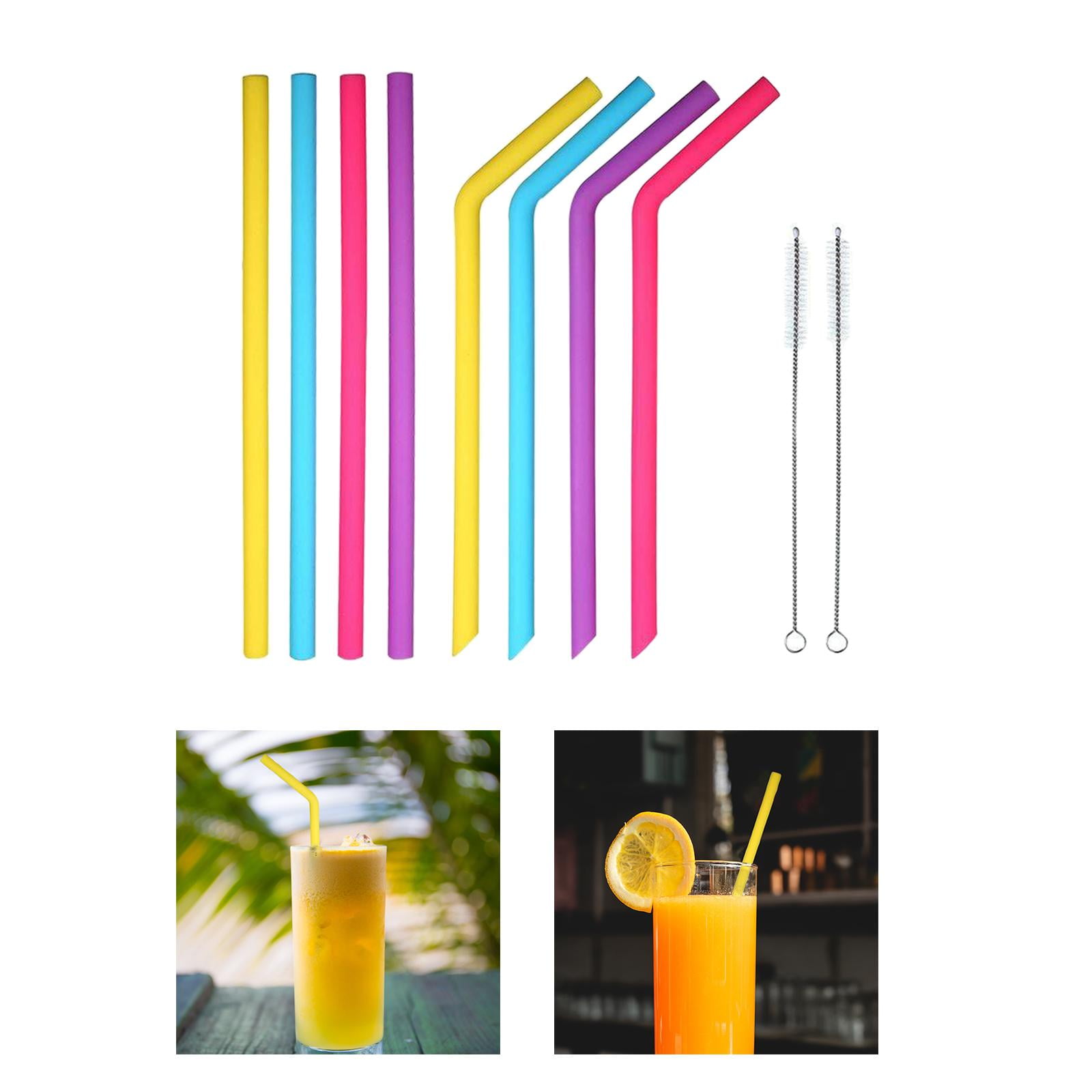 Reusable Silicone Straws Smoothie Drinking Straws Long Flexible Juice ...