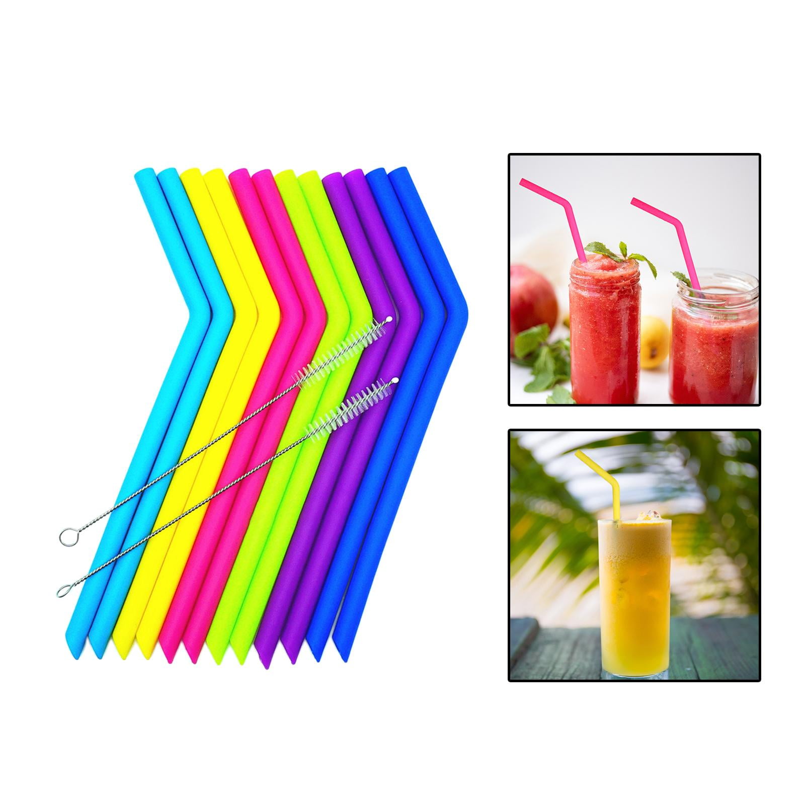 Reusable Silicone Straws Smoothie Drinking Straws Long Flexible Juice ...