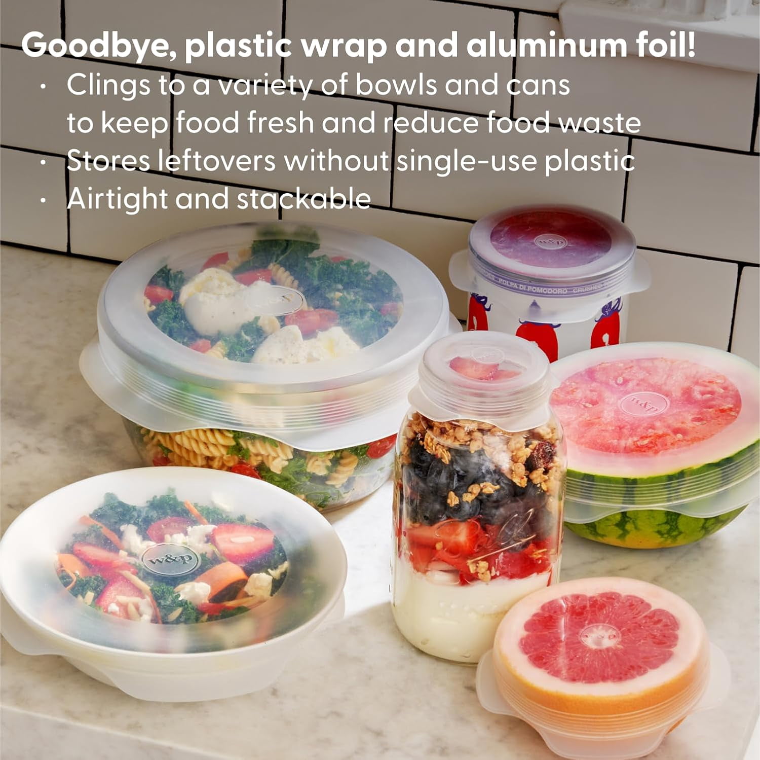 Reusable Silicone Stretch Lid, Set of 6 Circular Lids, Dishwasher Safe ...