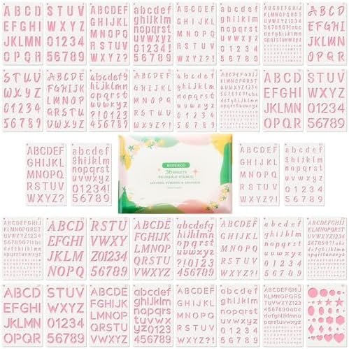 Reusable Small Letter Stencils for Painting, 36 Pcs (1/4, 1/2, 3/4, 1 ...