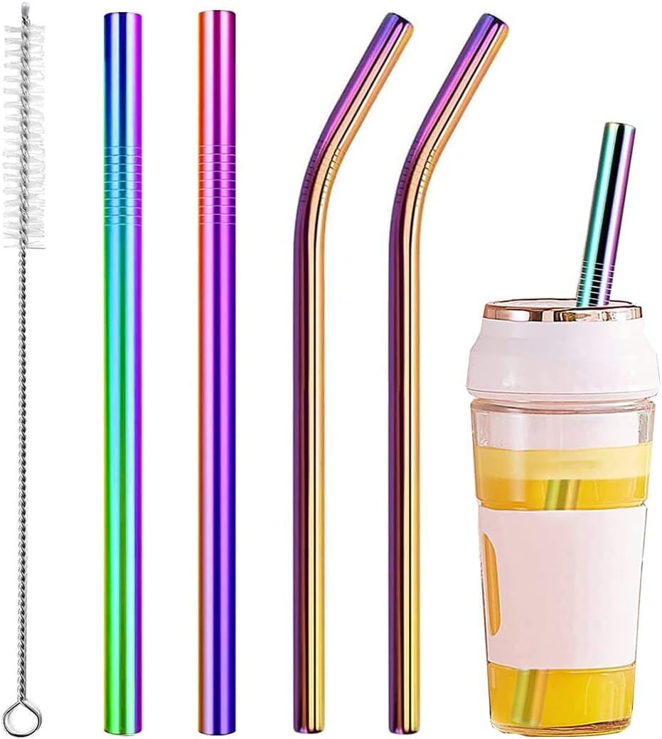 Reusable Smoothie Straw, 0.47'' Extra Wide Stainless Steel Straw 8.5 ...