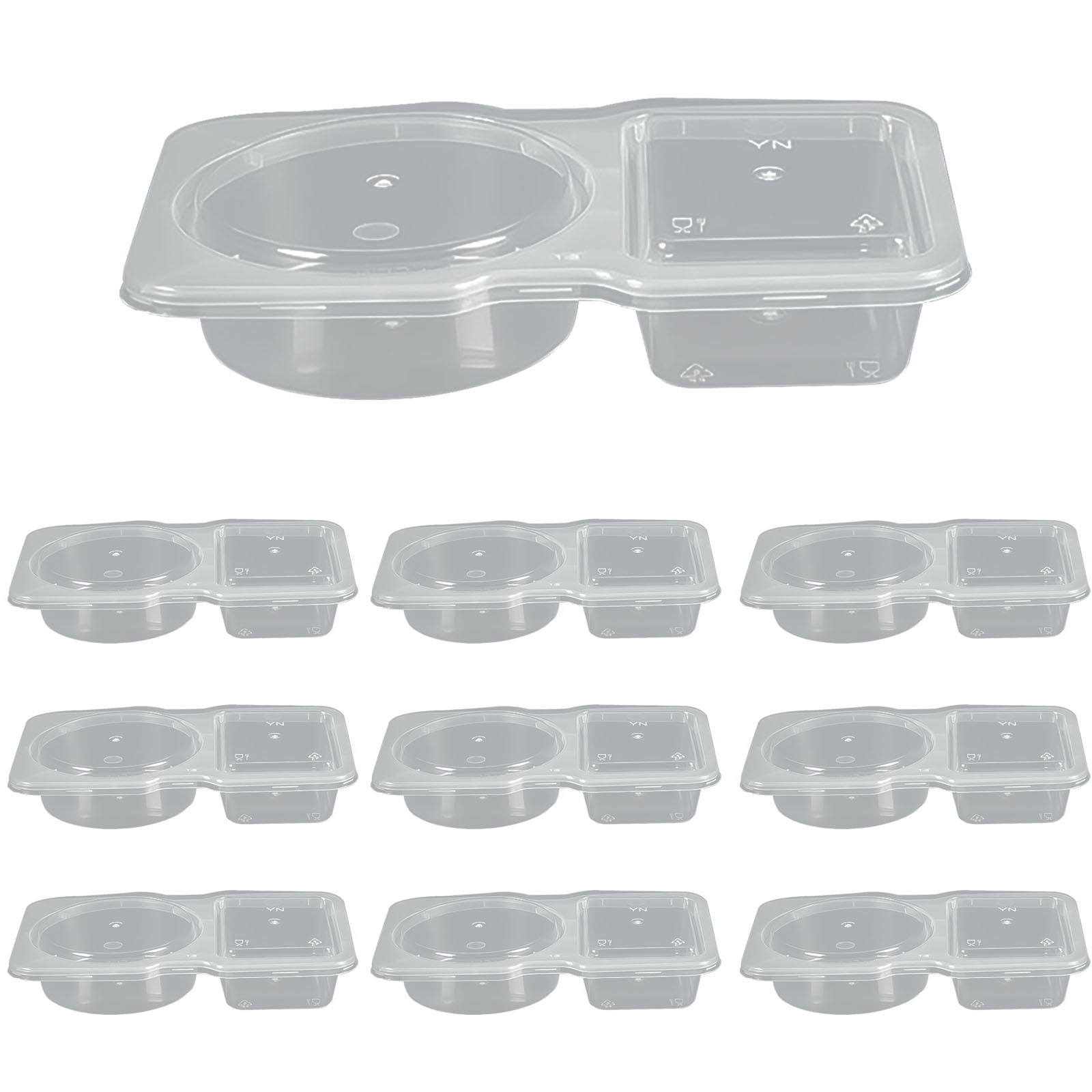 Reusable Snack 10 Pack Double Compartment Condiment Container With Lids ...