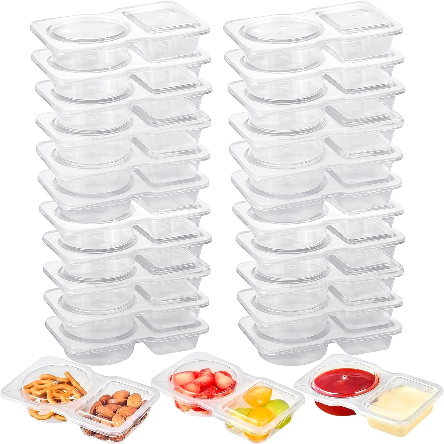 Reusable Snack Containers with Lids, 25 Set Plastic Snack Pack ...