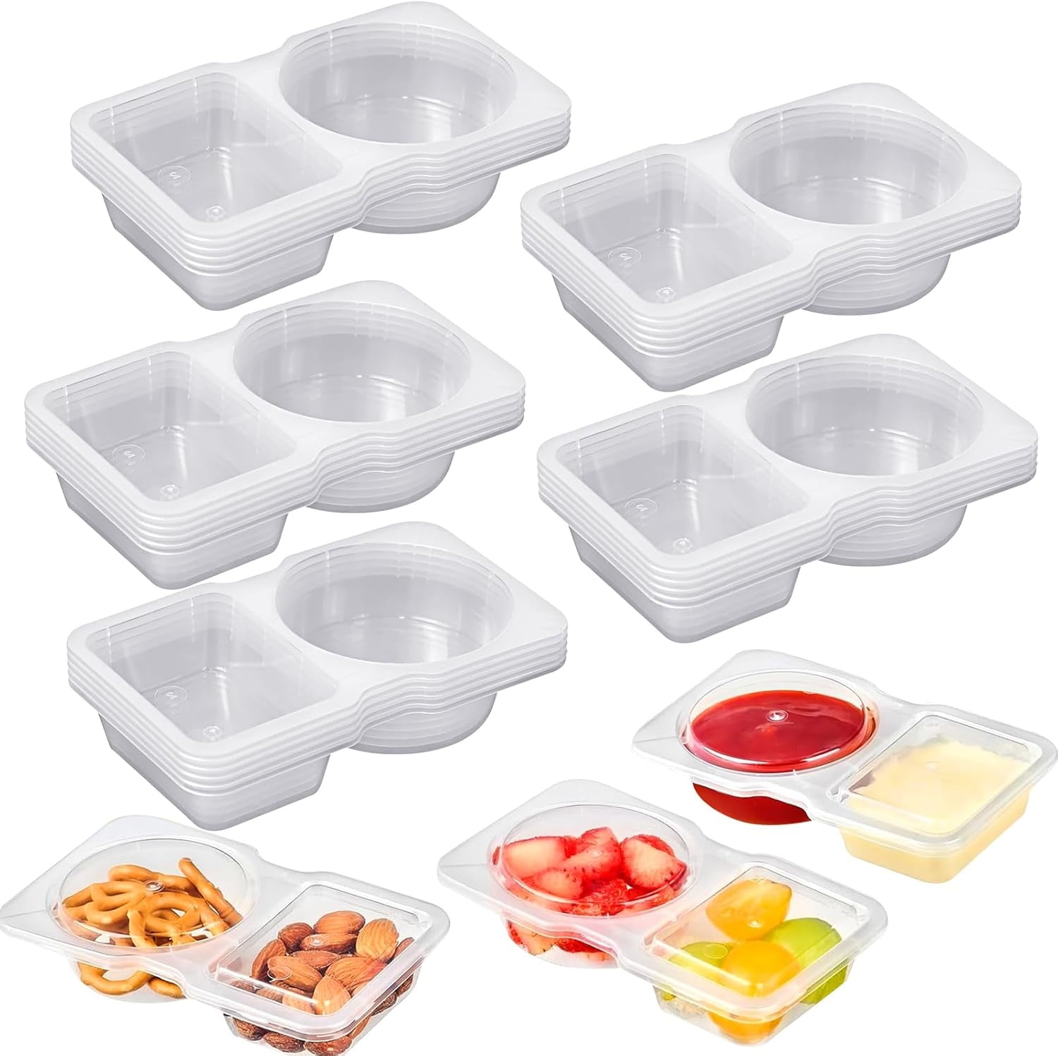 Reusable Snack Containers with Lids, 50 Set Plastic Snack Pack ...