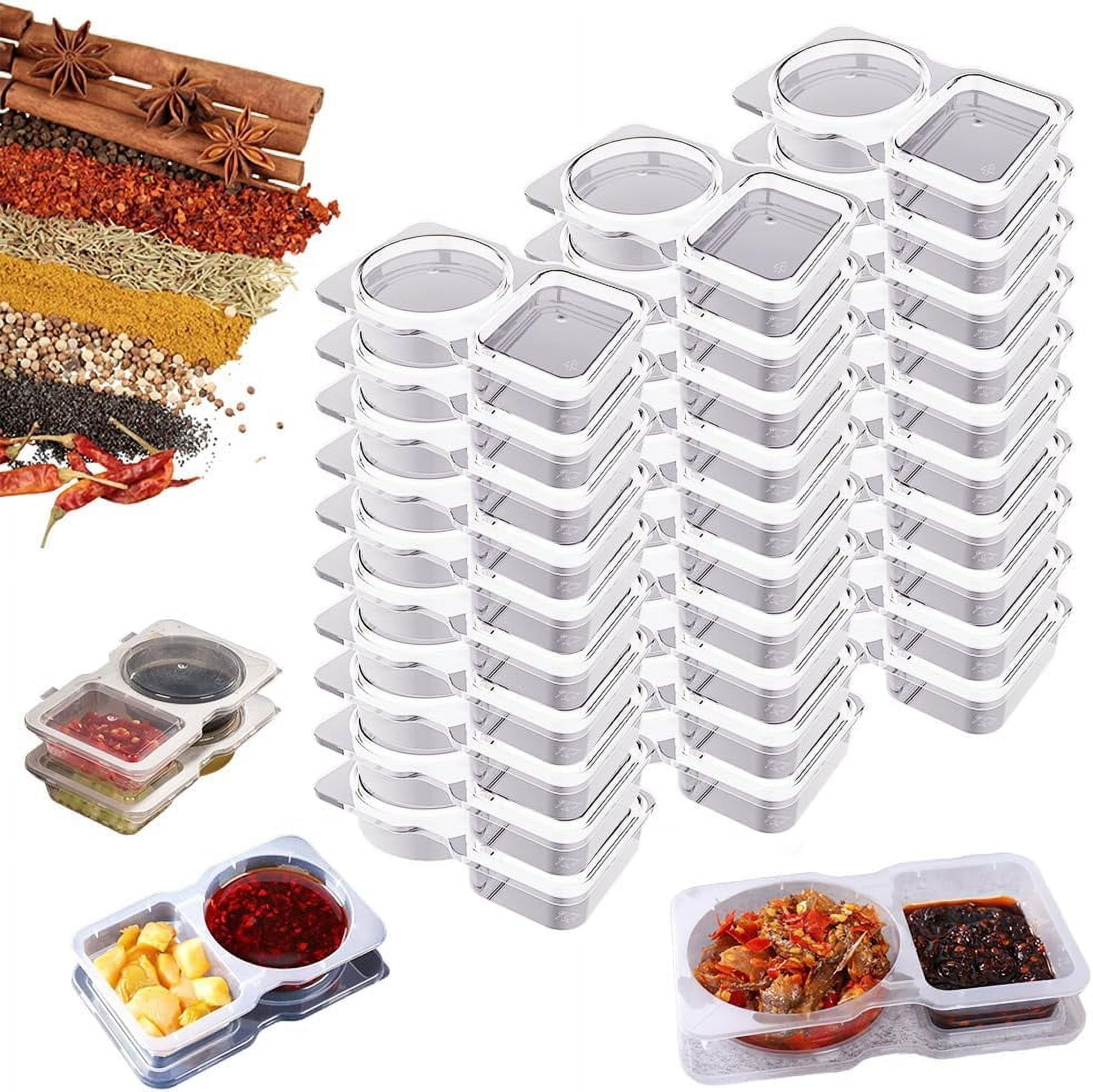 Reusable Snack Containers with Lids,Double Compartment Condiment ...