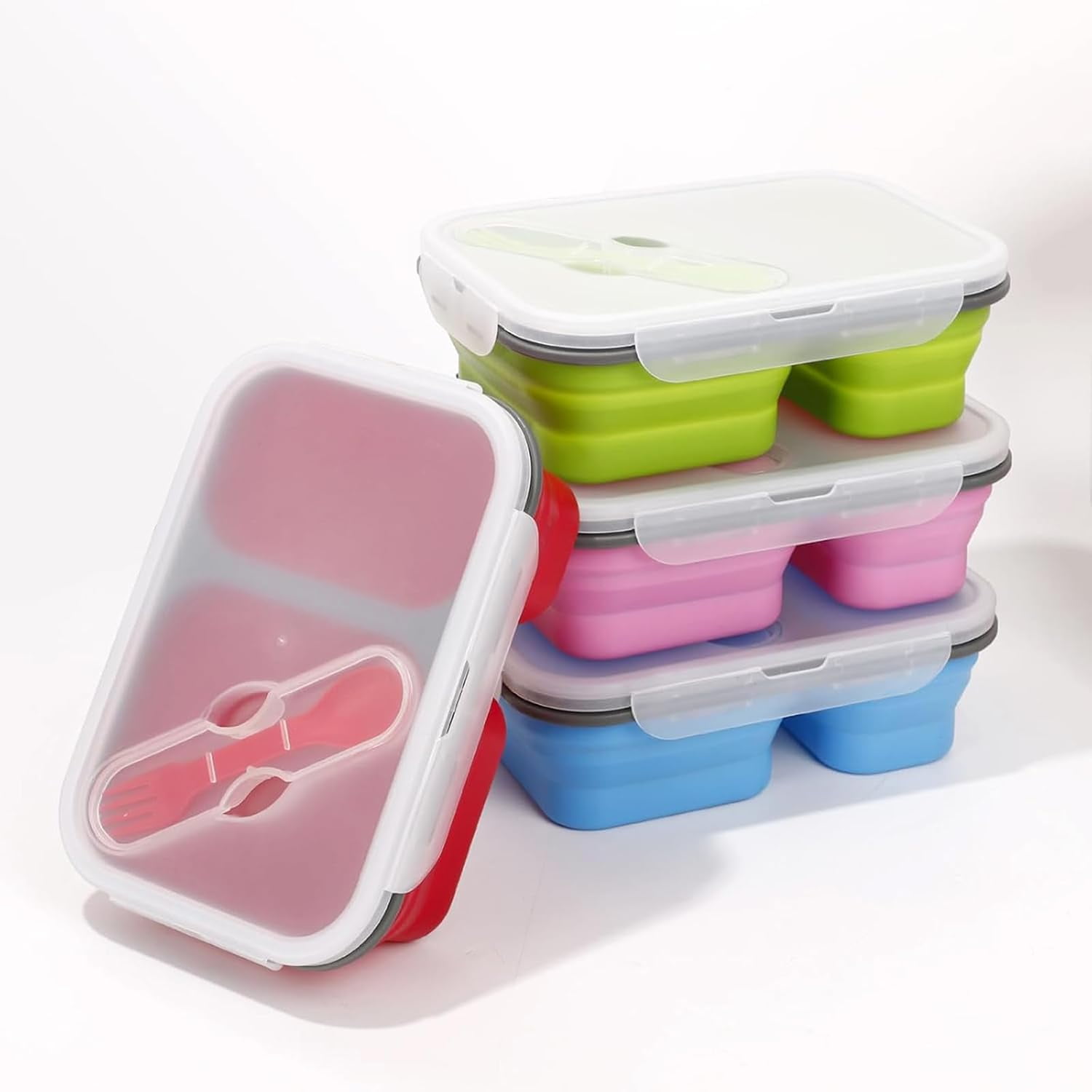 Reusable Snack Containers with Lids Freezer & Dishwasher Safe, Silicone ...