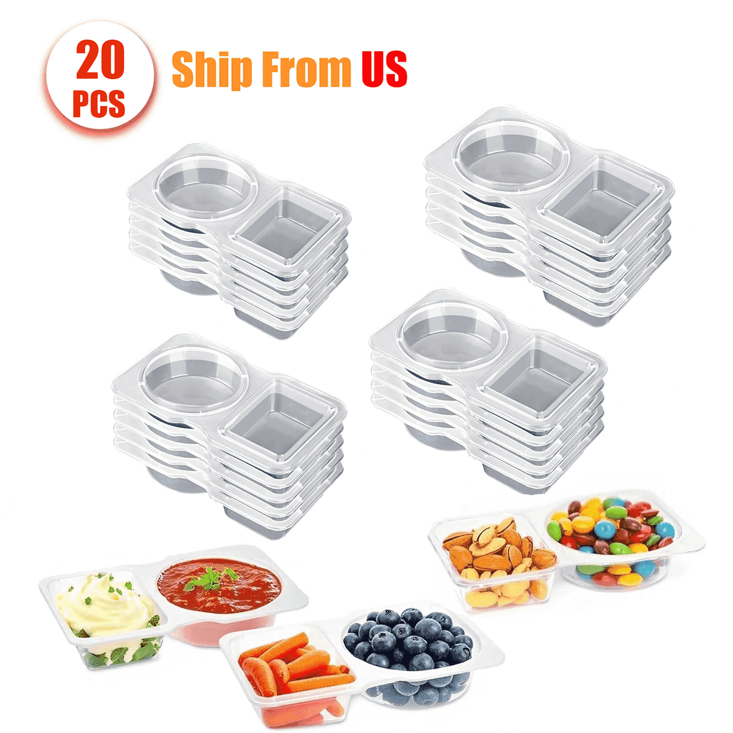 20PCS Reusable Snack Containers with Lids, Reusable Snack Pack ...