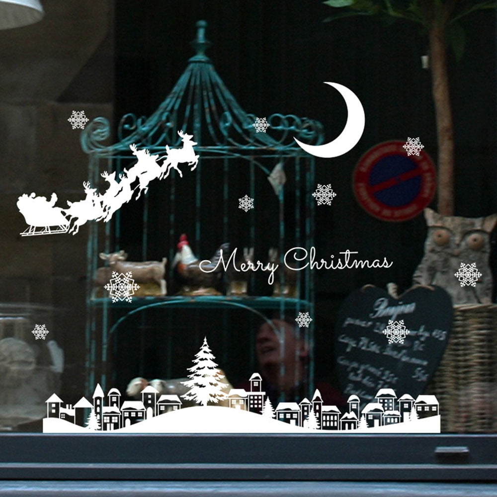 Reusable Snowflake & Bell Window Stickers, 13.7x19.6in Peel & Stick No ...