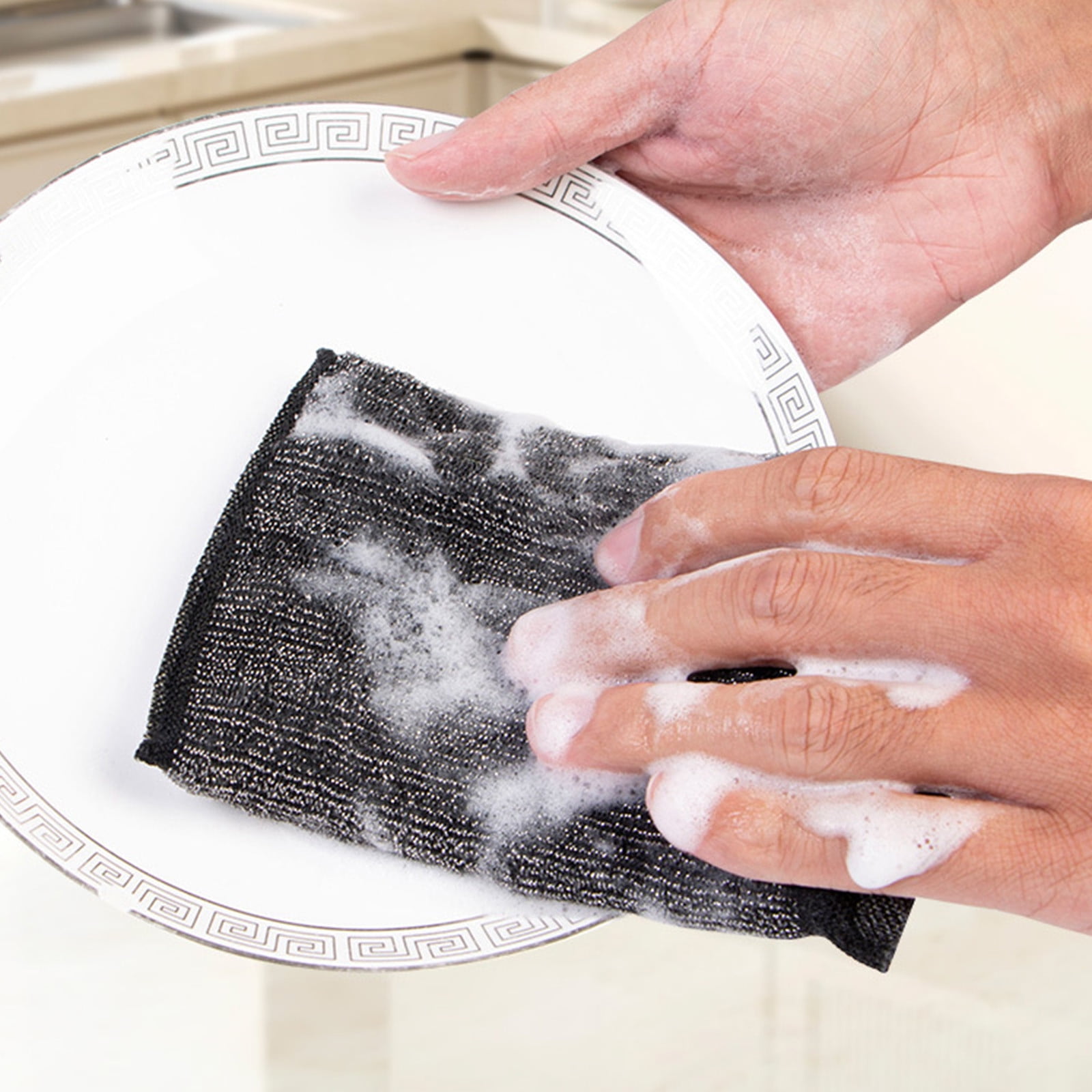 Reusable Sponge Cloths, 4-Pack Kitchen Sponges, Steel Wool Scrubber ...