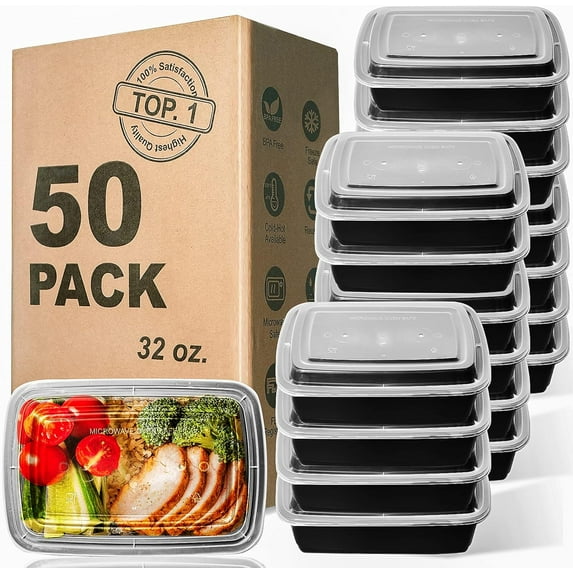 Reusable Stackable Plastic Food Storage Containers - Microwave Safe ...