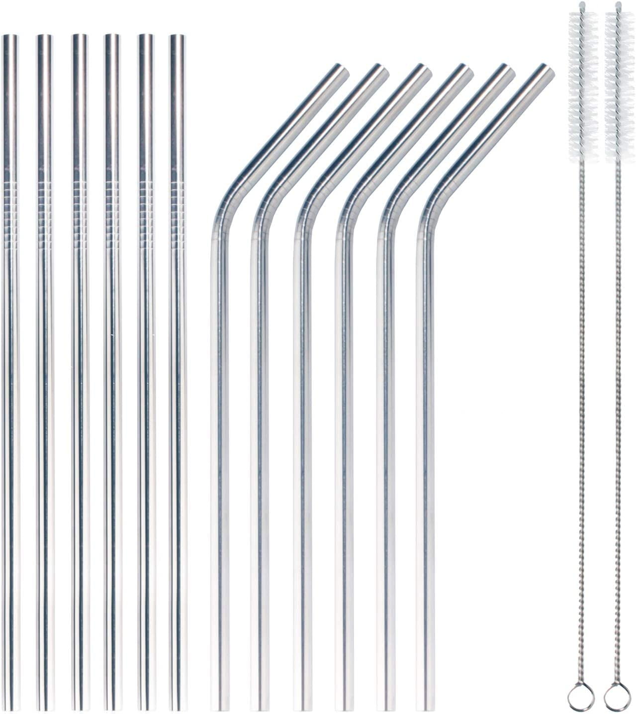 Reusable Stainless Steel Metal Drinking Straws - 8"/8.5" (6 Thin ...