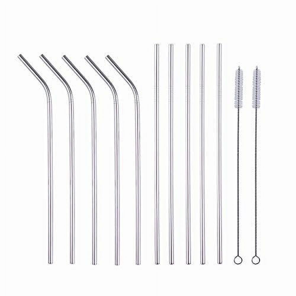 Reusable Stainless Steel Metal Straw– 10.5 inch Set with Cleaning ...