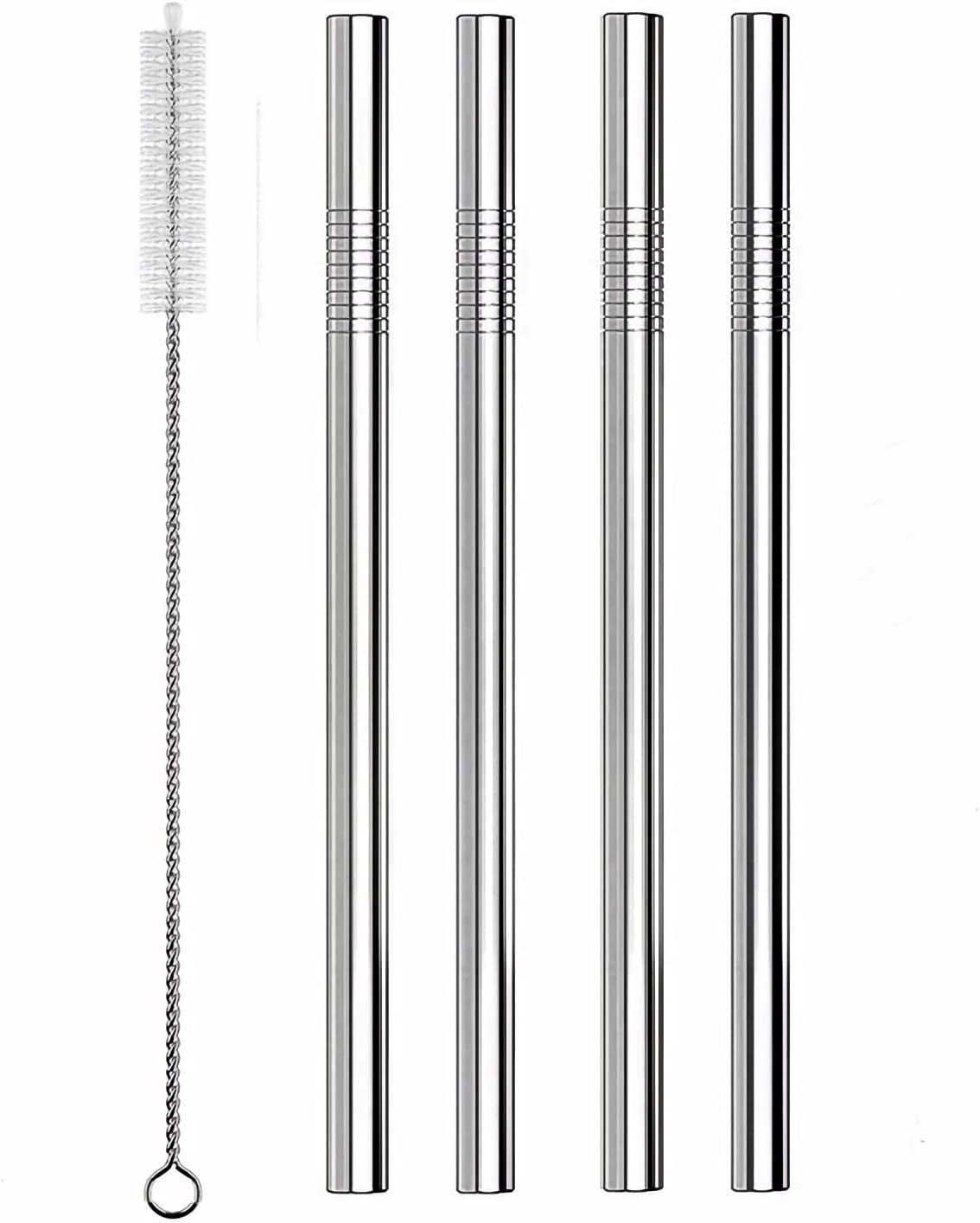Reusable Stainless Steel Metal Straws (4 Pack)- Long Drinking Straws ...
