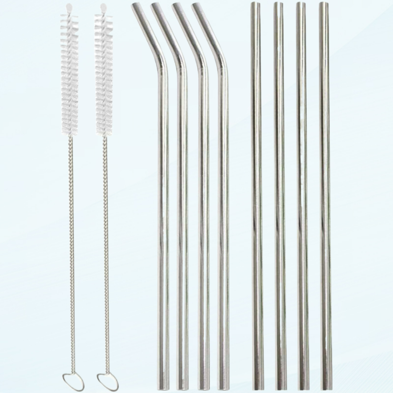 Reusable Stainless Steel Straws Cleaner Brush Set Metal Drinking Straws ...