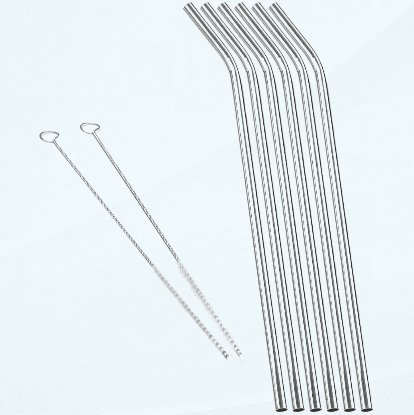 Reusable Stainless Steel Straws Cleaner Brush Set Metal Drinking Bent ...