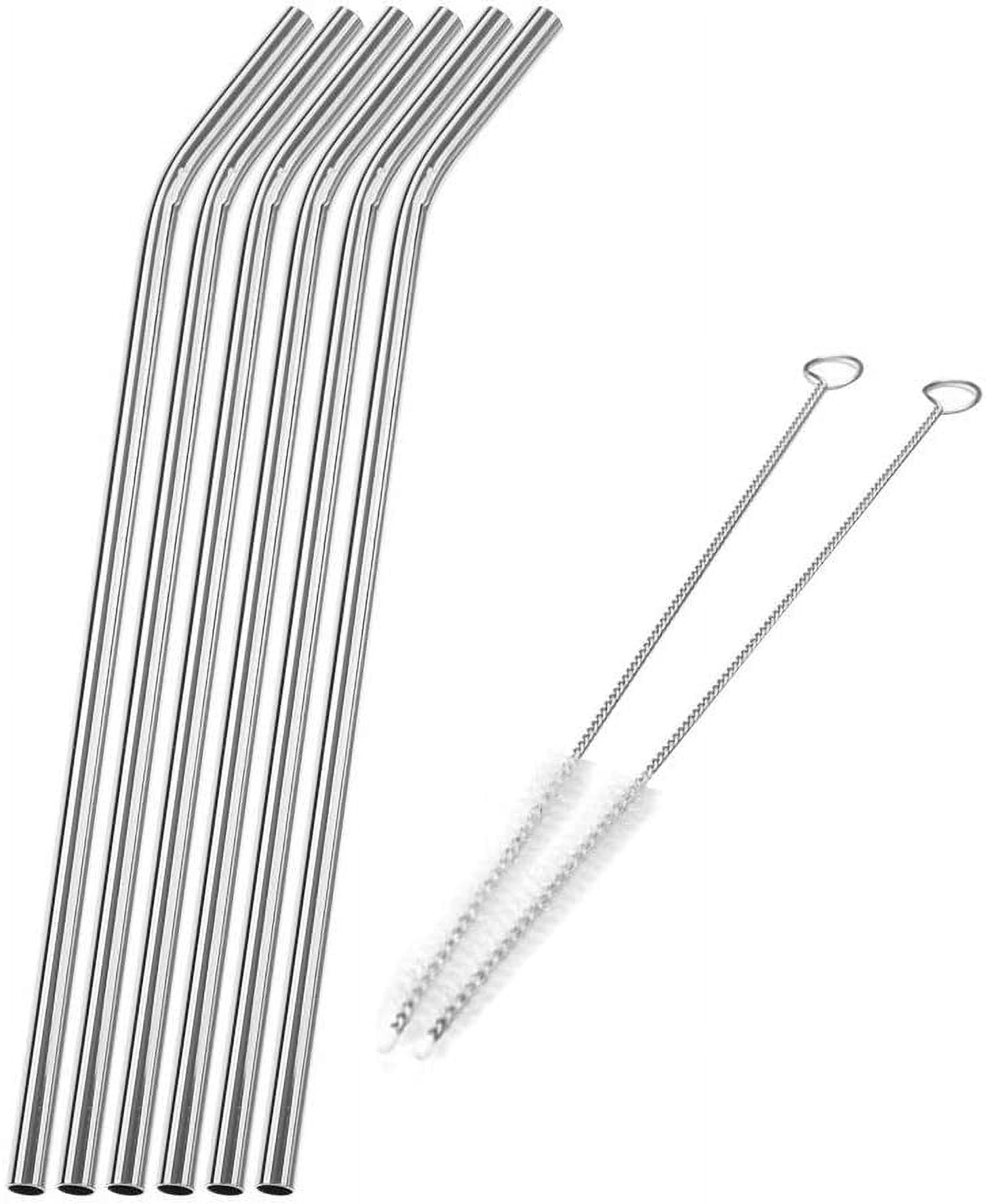 Reusable Stainless Steel Straws Cleaner Brush Set Metal Drinking Bent ...