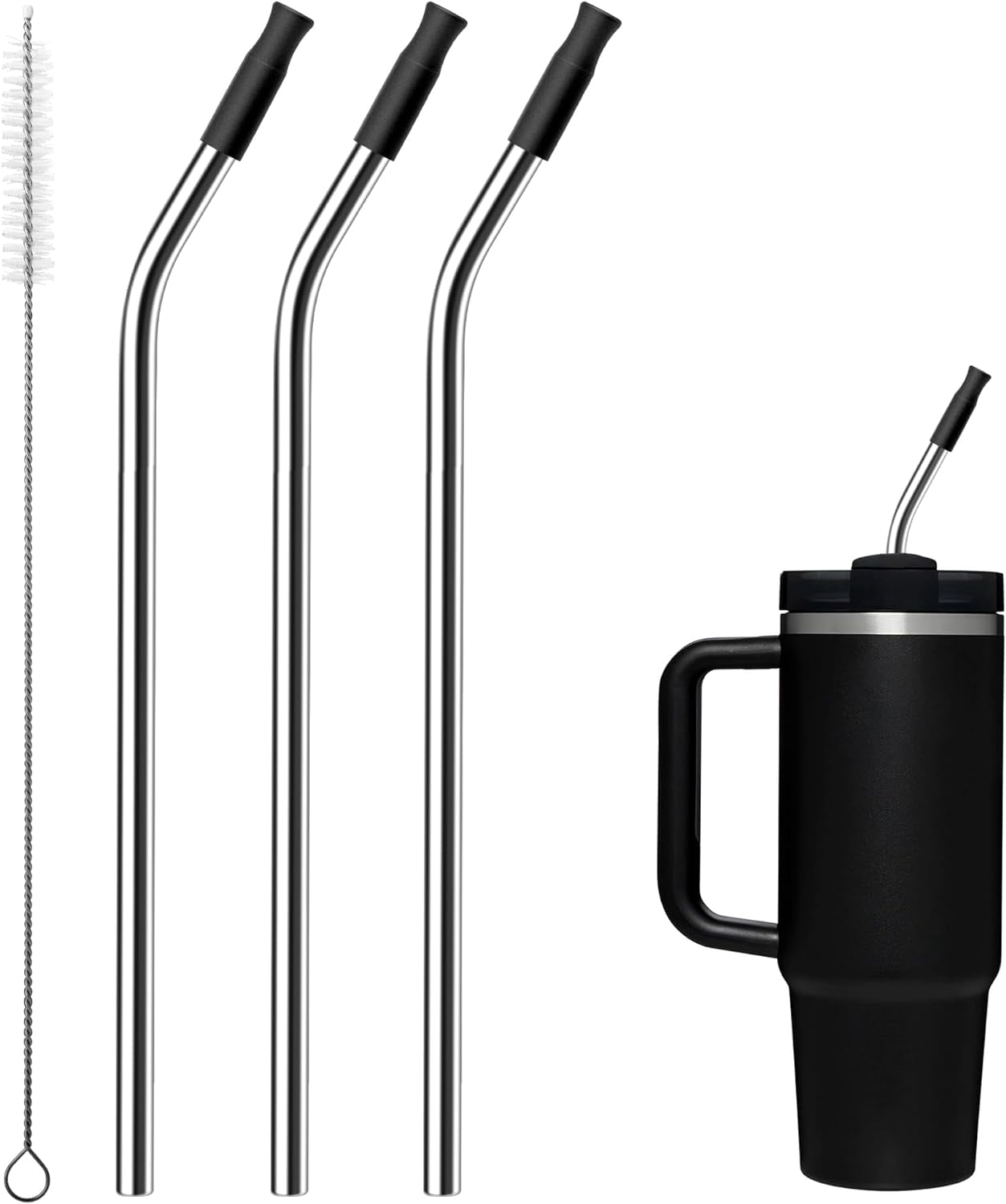 Reusable Stainless Steel Straws with Silicone Tip for Stanley 30oz ...