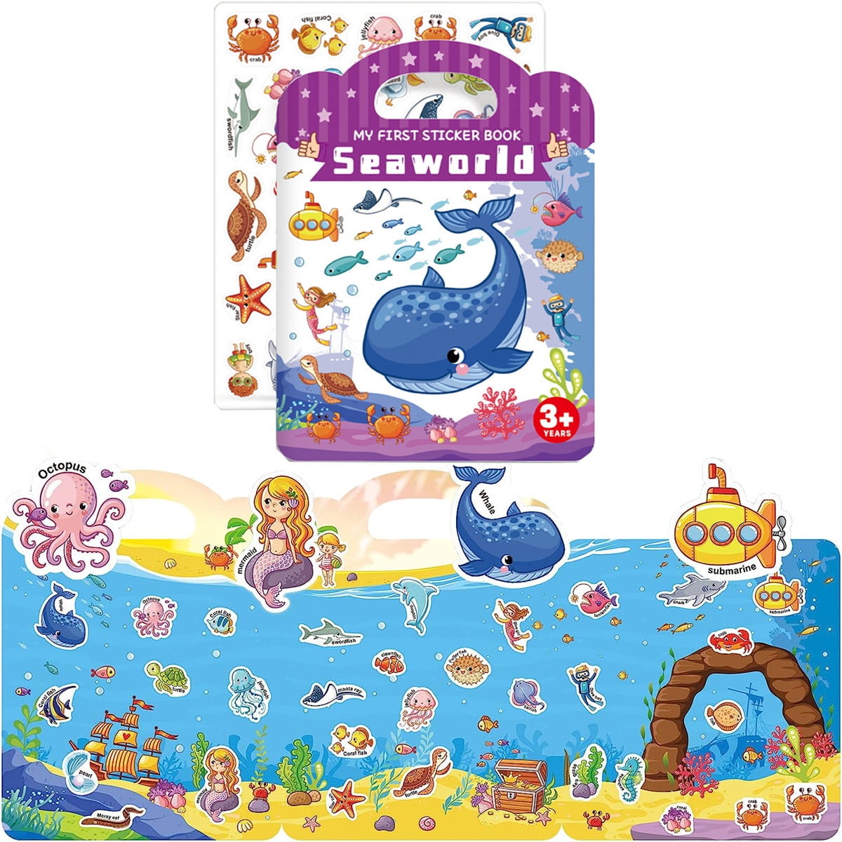 Reusable Sticker Book for Kids 2-4,Casewin Fun Travel Stickers for Kid ...