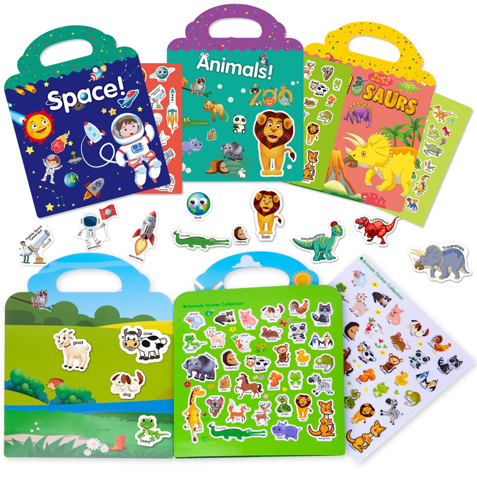 Educational Reusable Sticker Book for Toddlers 1-3 Years, Birthday Gift ...