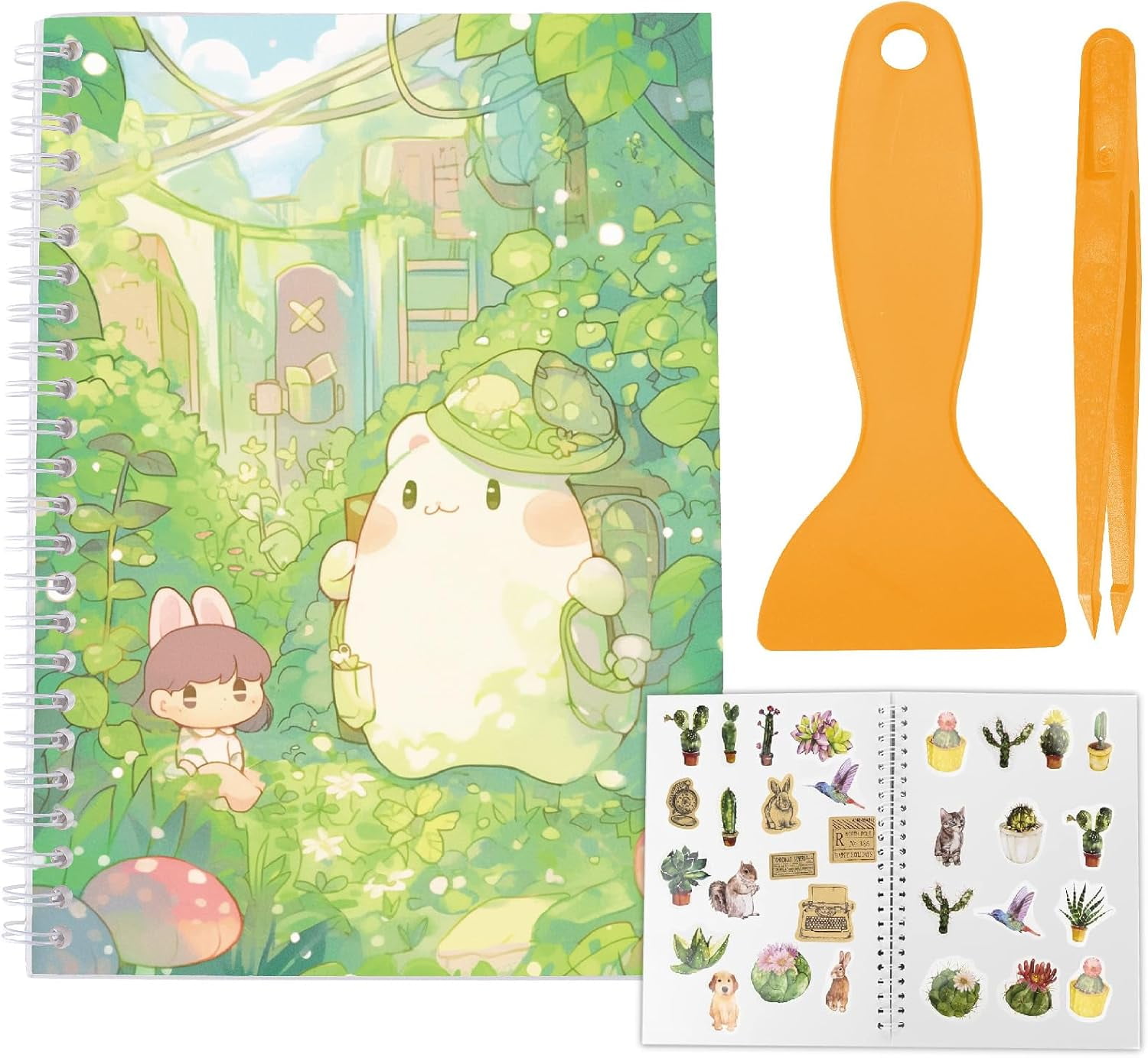 Reusable Sticker Storage Book Collecting with Tweezer and Scraper A5 40 ...