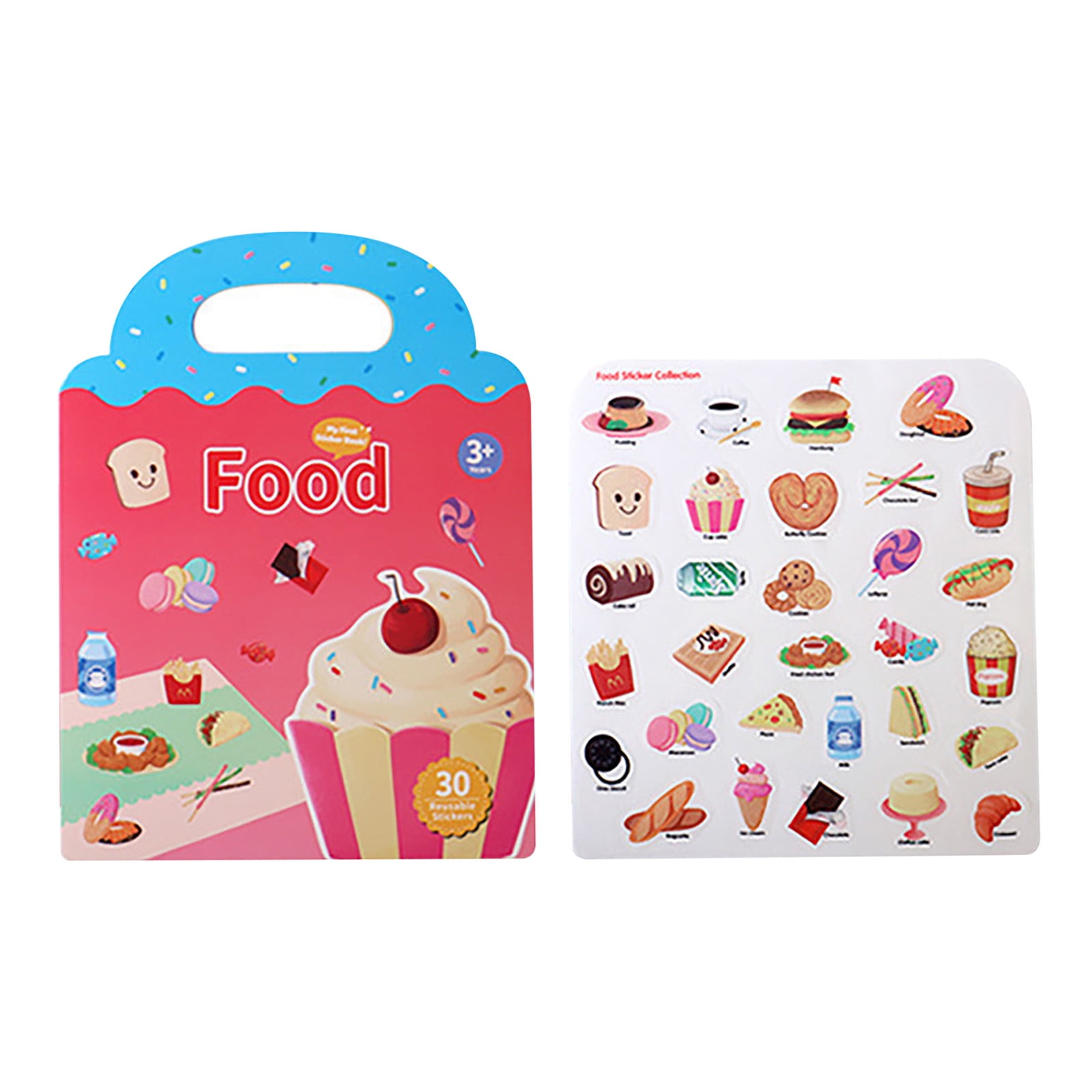 Reusable Stickers Book for Kids Toddlers 1-3, Food, Fruit, Animal and ...