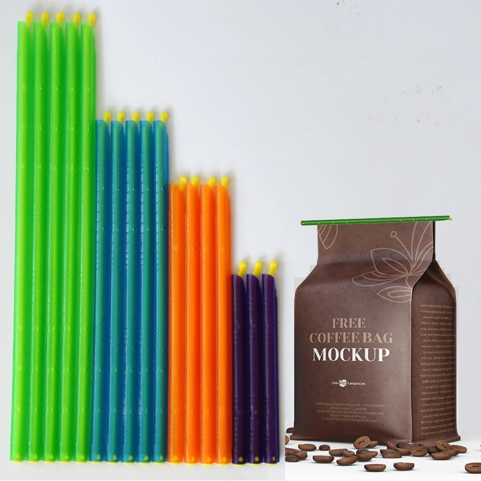 Reusable Sticks Bag Sealer Stick, 5 Diffrent Sizes, Plastic Chip Clips ...
