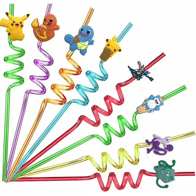 Reusable Straw Pokemon Party Favors Drinking Straws Reusable Plastic ...