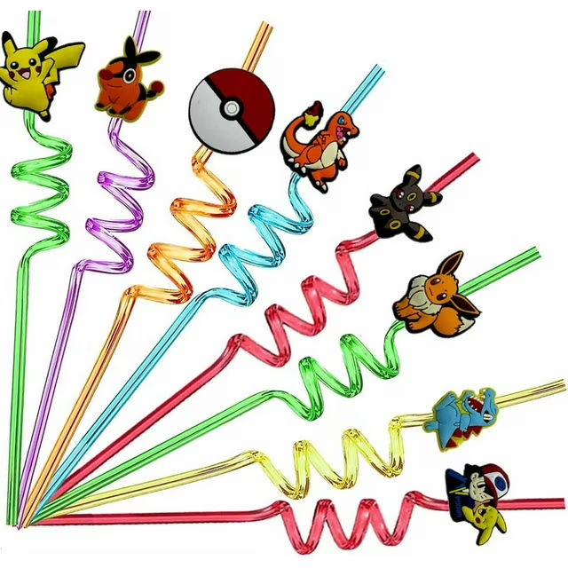 Reusable Straw Pokemon Pikachu Party Favors Drinking Straws Reusable ...