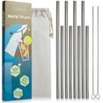 Reusable Straws: 8 Reusable Glass Straws, Straw Cleaning Brush in 2 ...