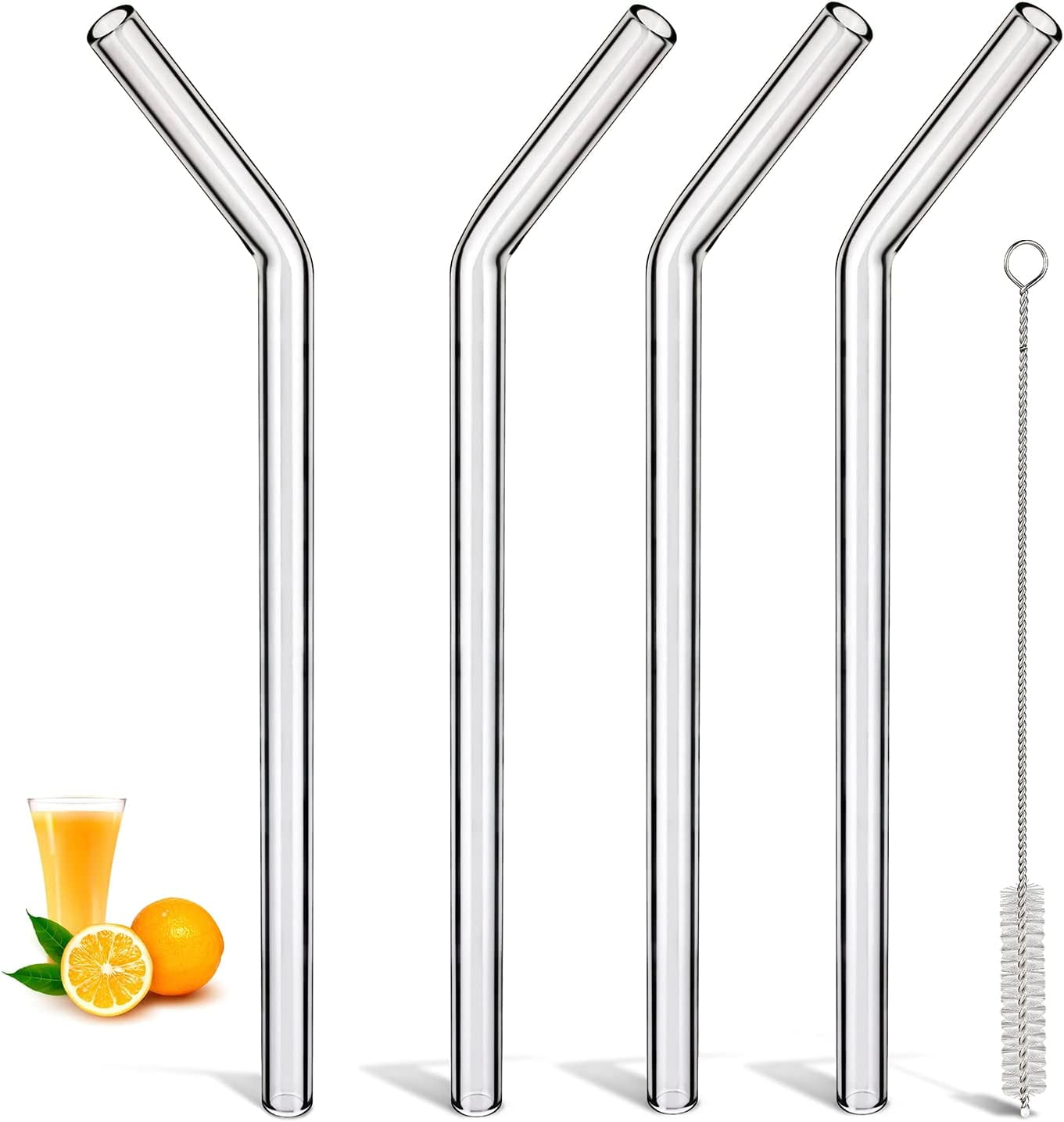 Reusable Straws Glass Straw: Glass Smoothie Straws Reusable Bent Clear ...