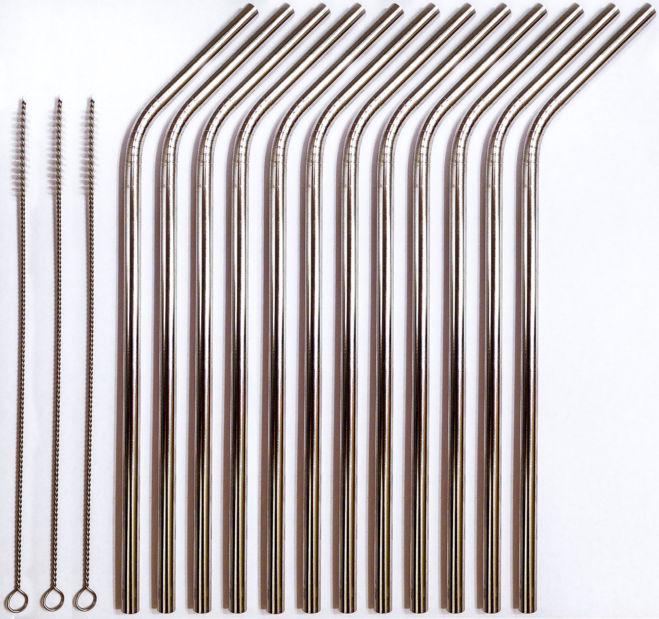 CocoStraw Brand Reusable Stainless Steel Straws - Set of 12 with 3 ...
