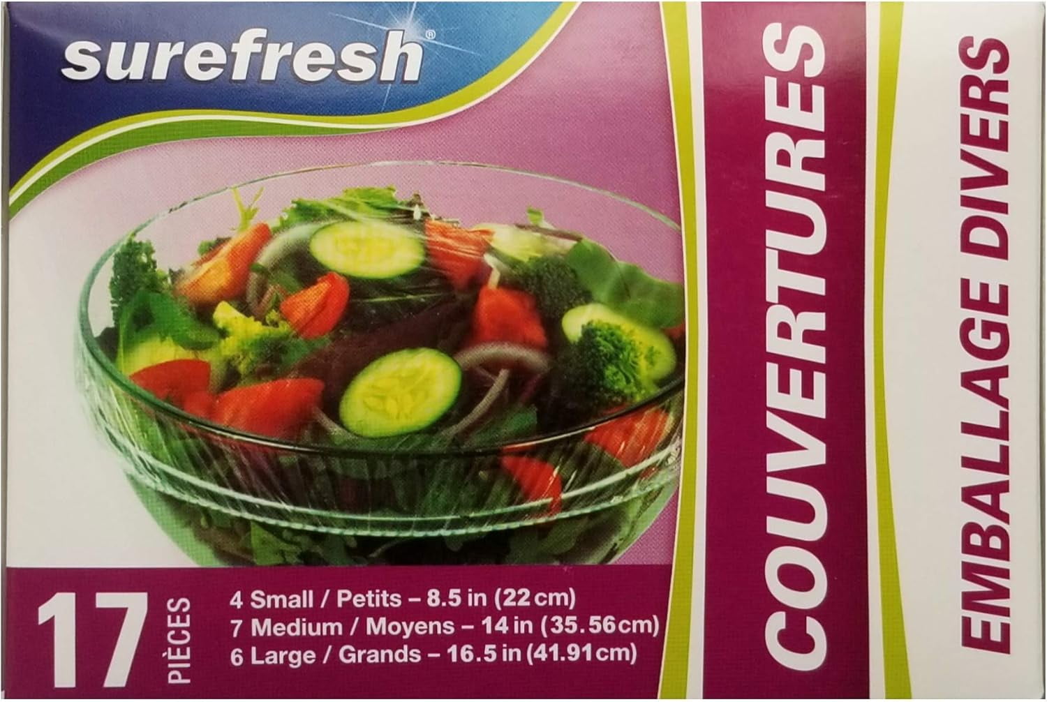 surefresh Reusable Stretch to Fit Food Covers, Variety Pack, Airtight ...