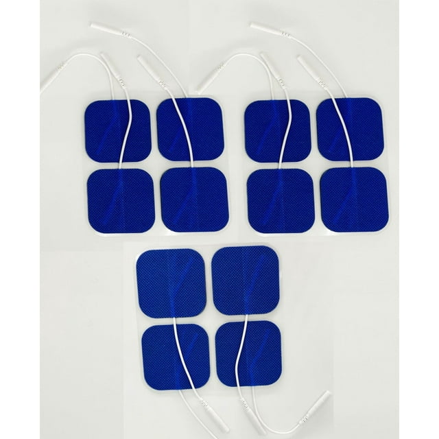 Reusable TENS/EMS Blue Cloth Self-Adhesive Electrodes Pads, 2"x2", 12 ...