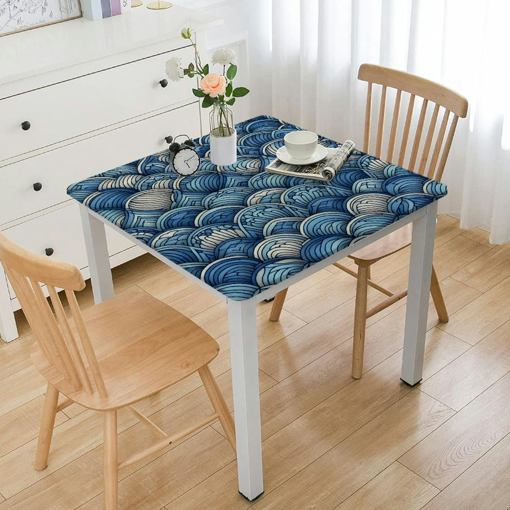 , Reusable Table Cloth Round Fitted Vinyl Tablecloth with Elastic Edged ...