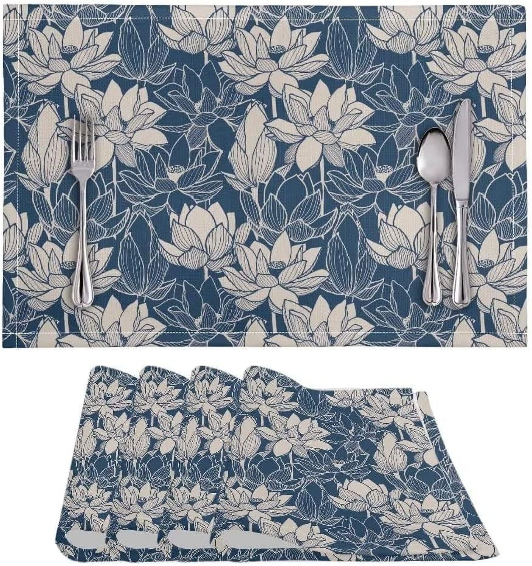 Reusable Table Place Mats 4 Pieces, Anti-Skid Oil-Proof Woven linen ...