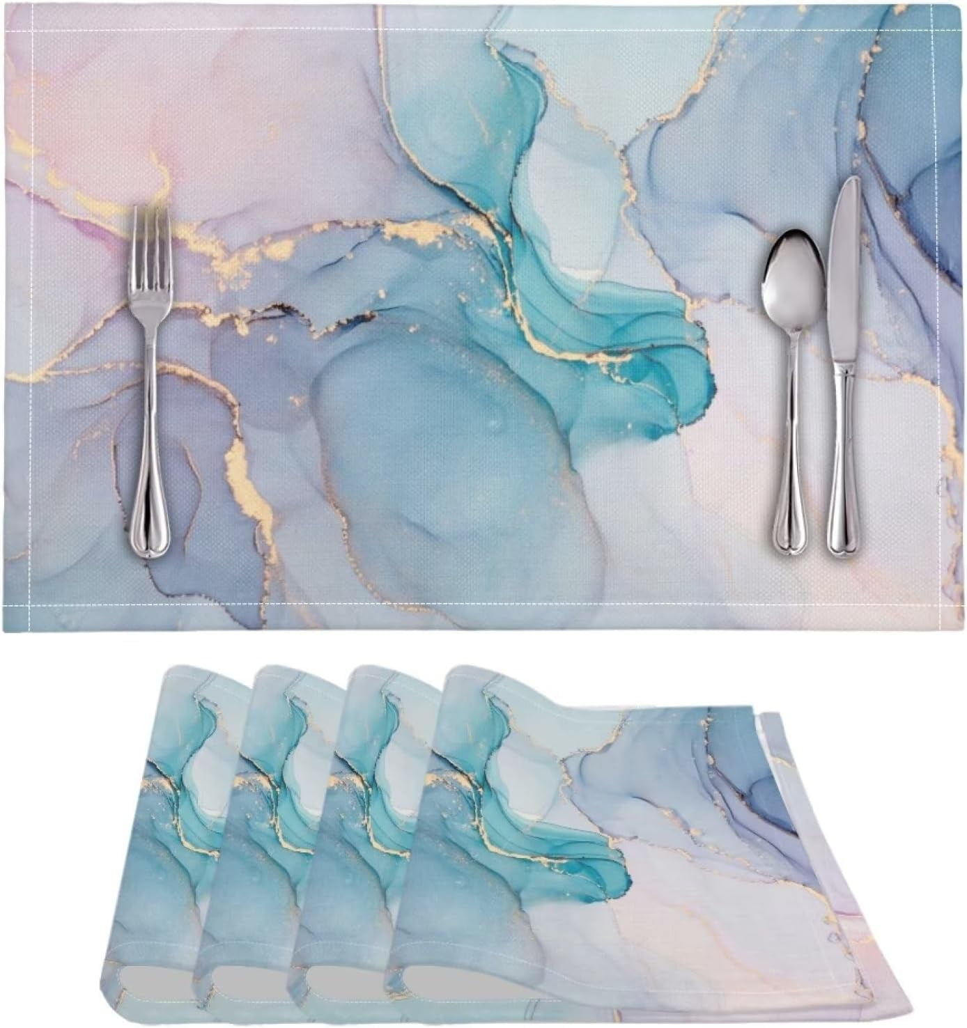 Reusable Table Place Mats 4 Pieces, Anti-Skid Oil-Proof Woven linen ...