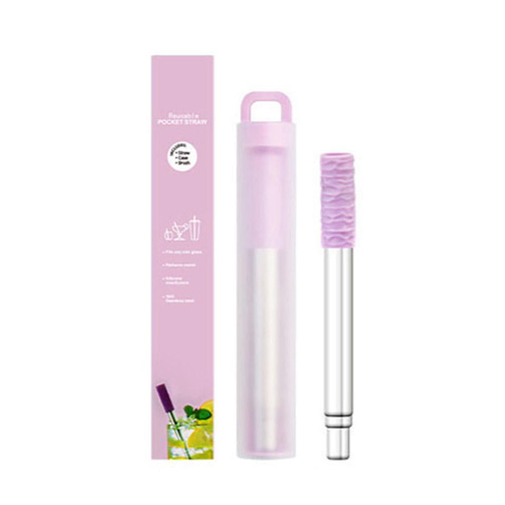 Reusable Telescopic Straw Portable Drinking Straw Set W/ Brush Cleaning ...
