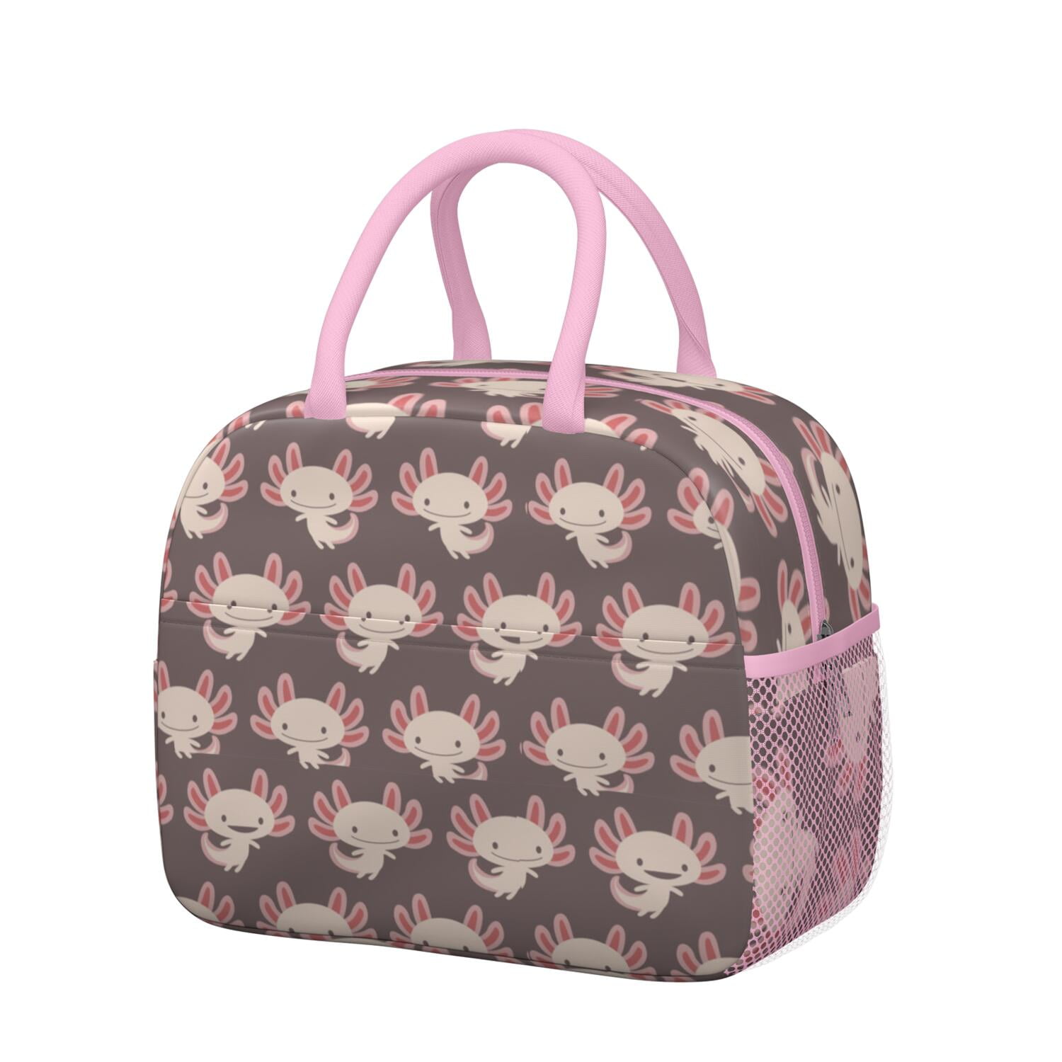 Reusable Thermal Lunch Tote Featuring Colorful Mythical Axolotl Pattern ...