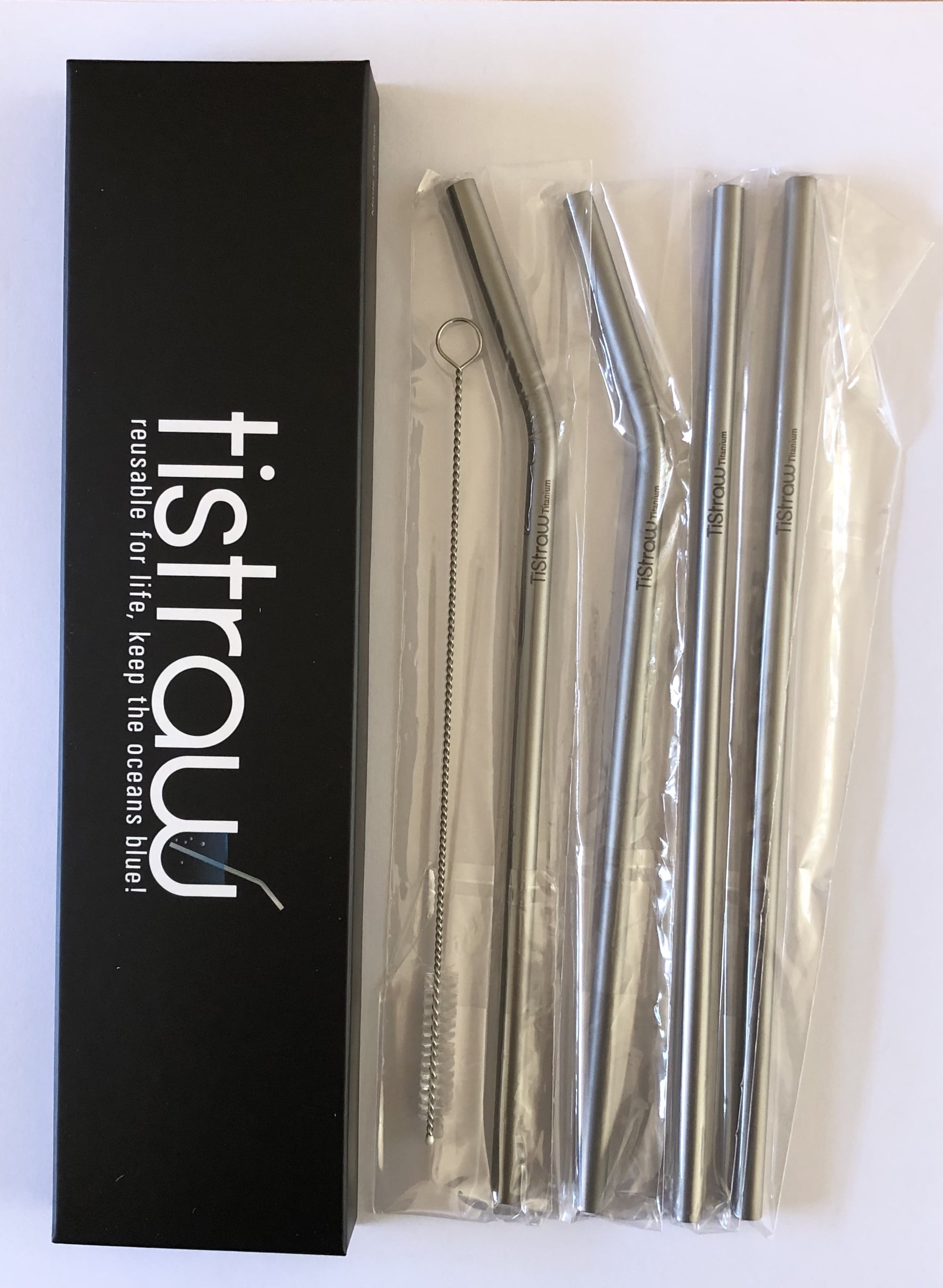 Reusable Titanium Straws 4pack with 2 Straight, 2 Bent and Brush ...