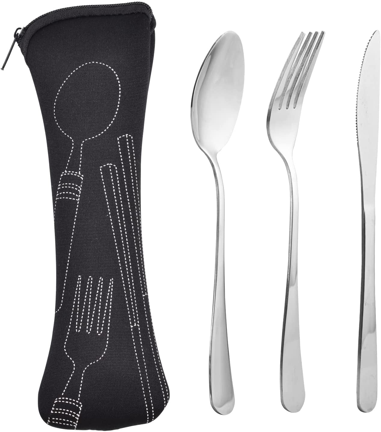 Reusable Travel Utensils Cutlery Set with Case, Stainless Steel ...