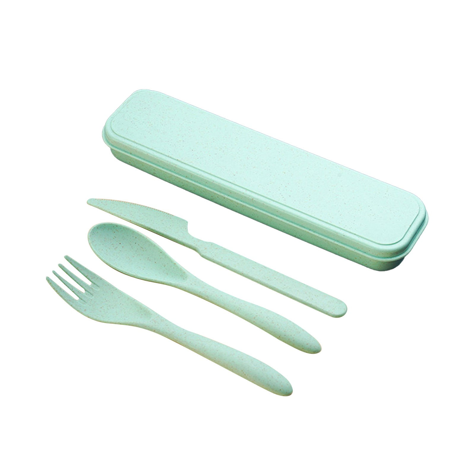 Reusable Travel Utensils Set with Case,1 Sets Wheat Straw Portable Plastic Fork Spoons Knife ...